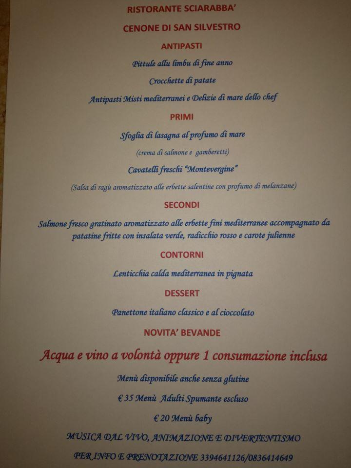 Menu da Sciarabbà pizzeria, Palmariggi