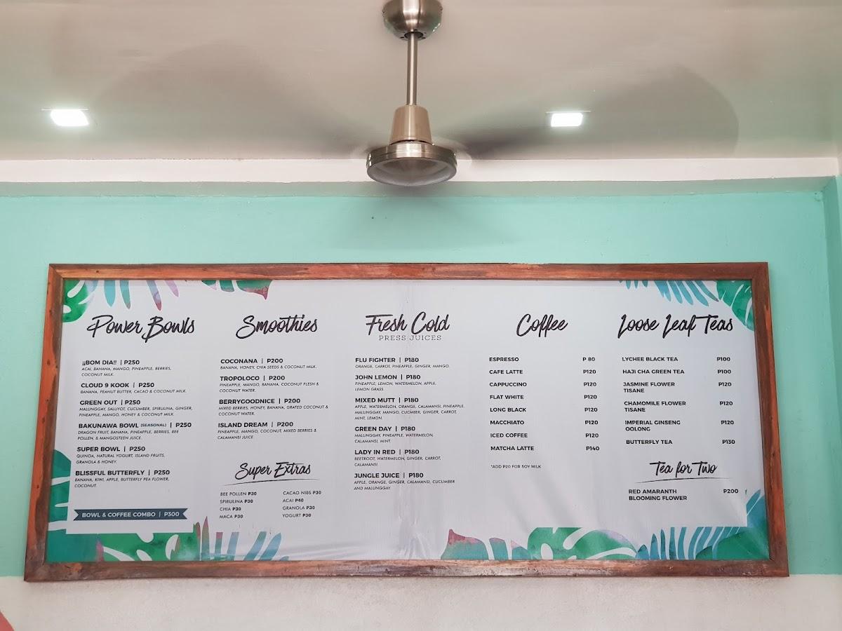 Carta del café Shaka, Moalboal