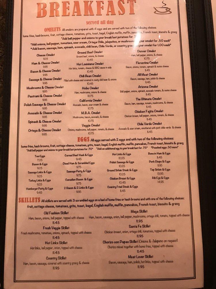 Menu at Amy's Cafe, Riverside