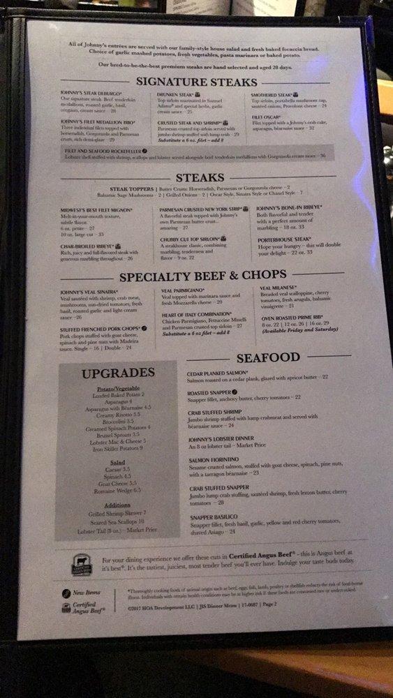 Johnny's Italian Steakhouse Moline Menu at Casey Root blog