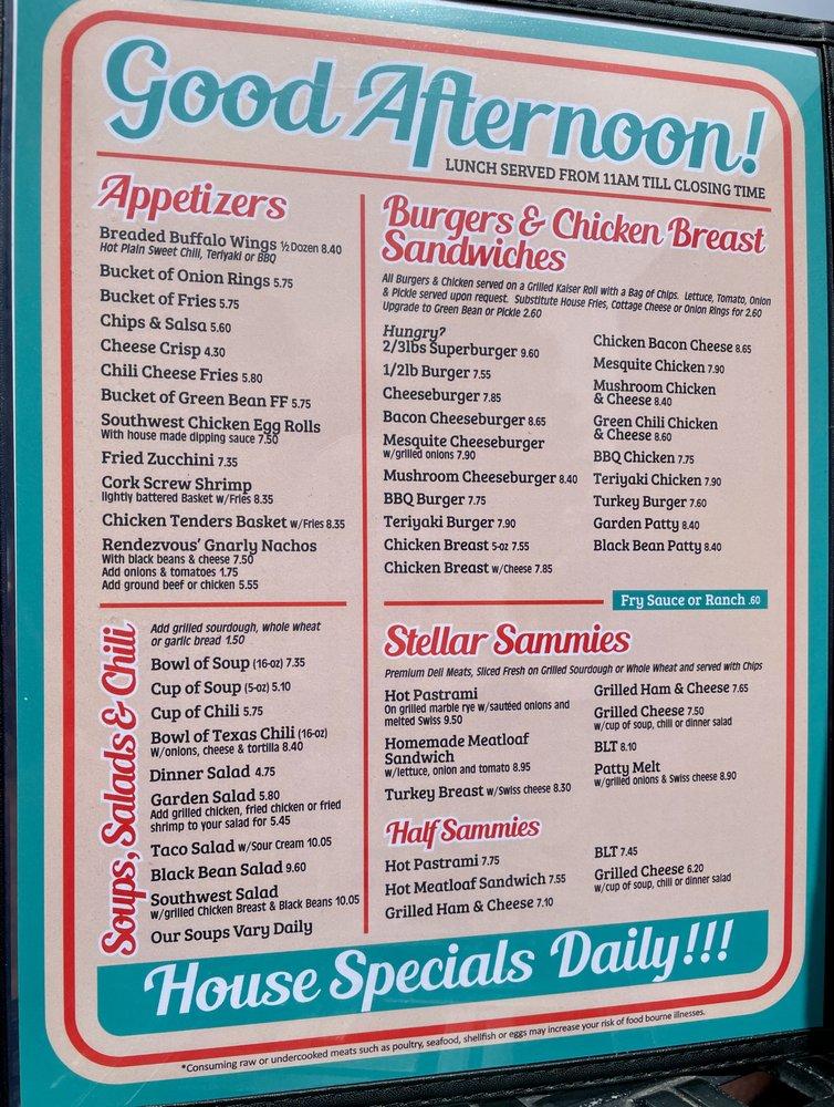 Menu at Rendezvous Diner cafe, Greer