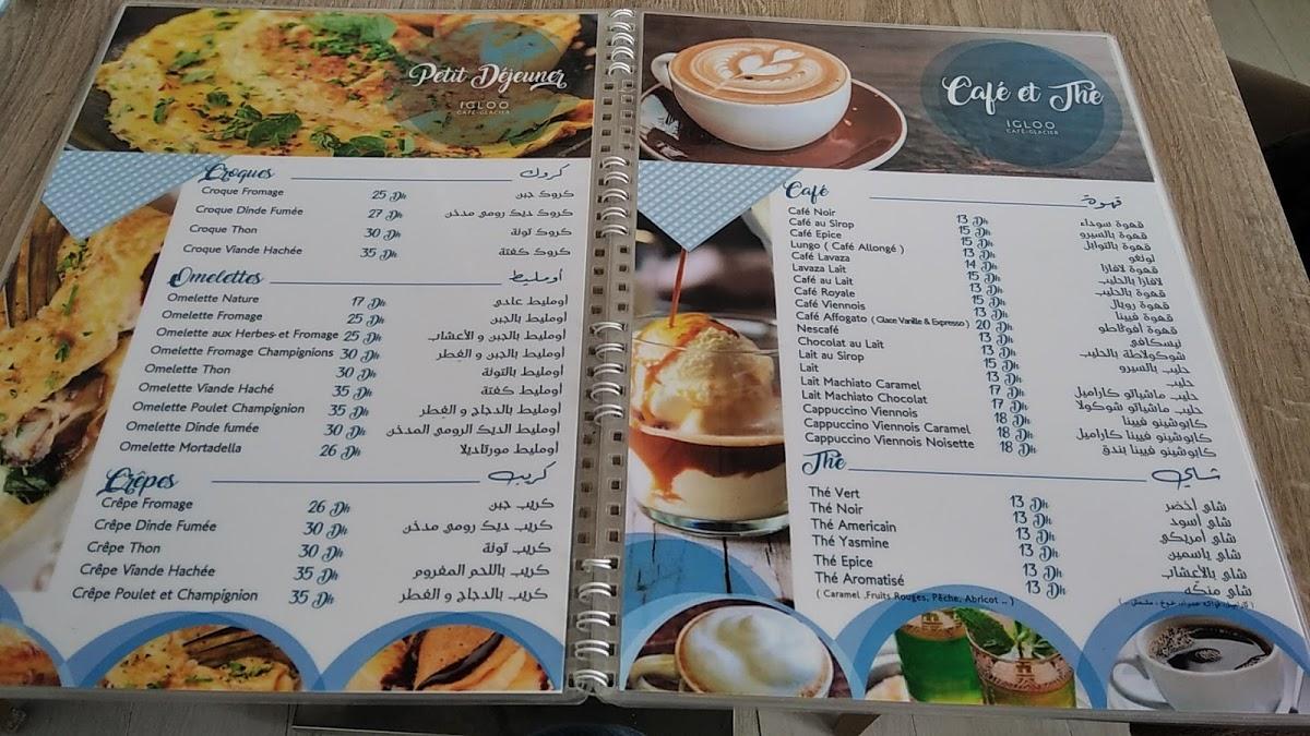 Menu at Cafe igloo, Tangier