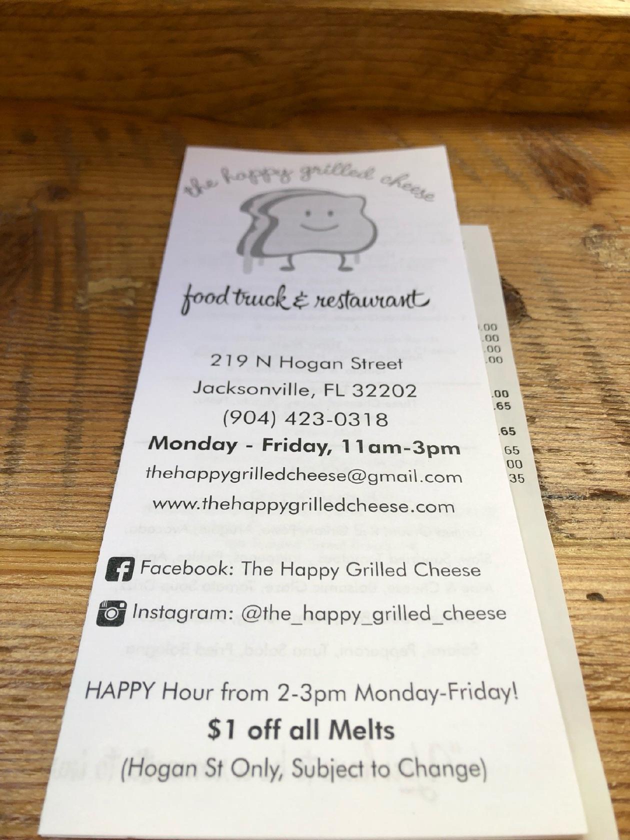 Menu at The Happy Grilled Cheese restaurant, Jacksonville, 219 N Hogan St