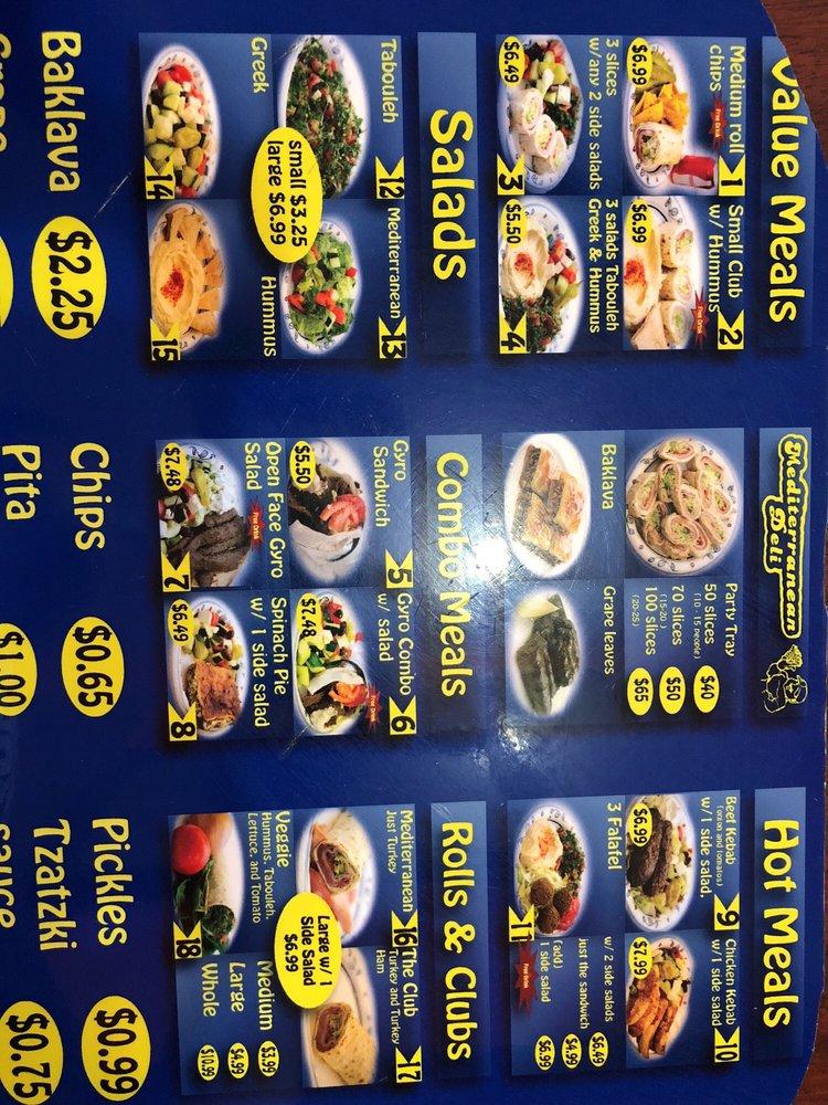 Menu at Mediterranean Deli restaurant, Orlando