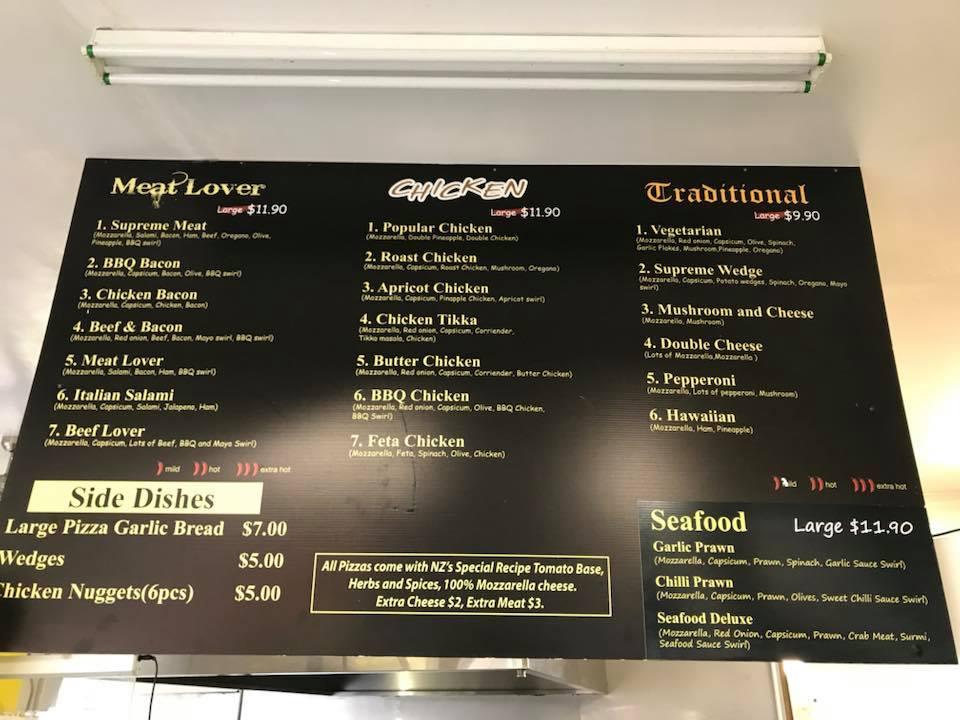 Menu at Mobys pizza and takeaways pizzeria, Edgecumbe