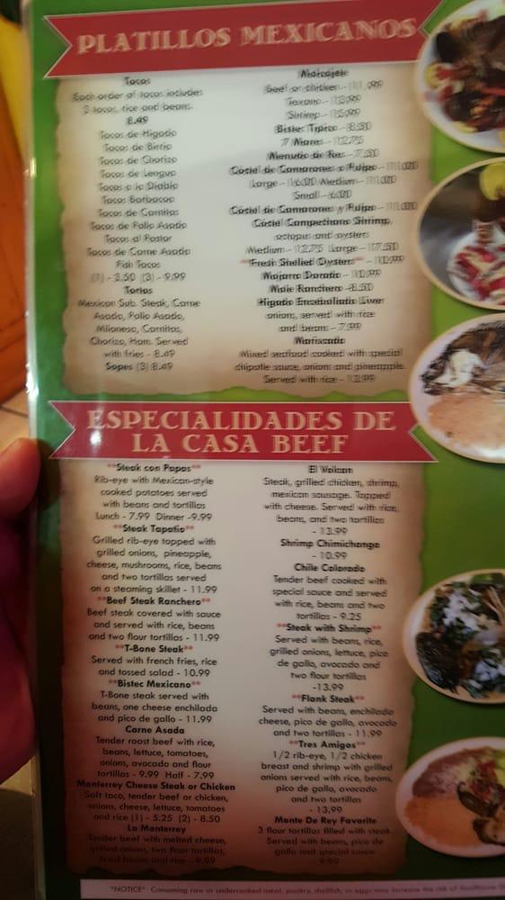 Menu at Monte De Rey Mexican Restaurant, Clemmons, River Ridge Dr