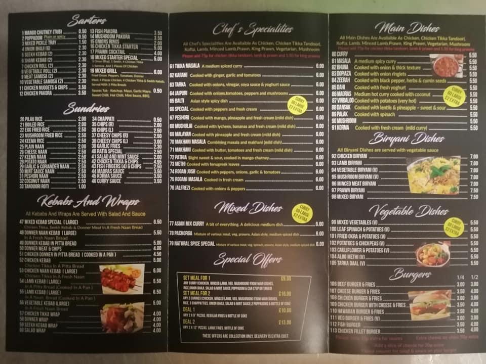 Menu at Natural Spice fast food, Elland