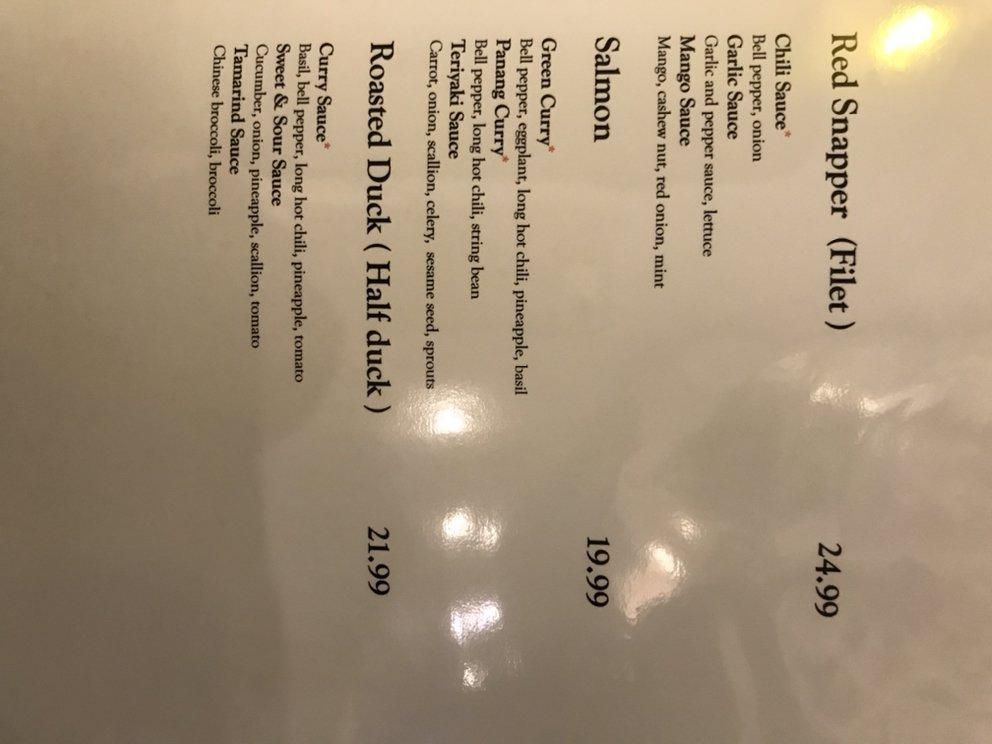 Menu at One Two Thai restaurant, New York City