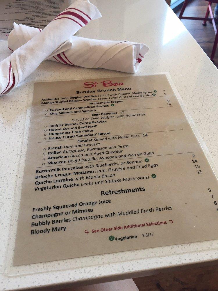 Carta del pub y bar Si Bon, Rancho Mirage