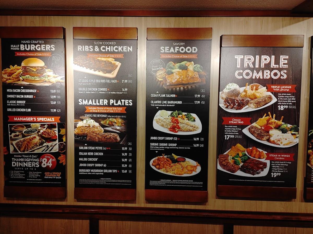 Menu at Sizzler steakhouse, Bakersfield, 900 Real Rd