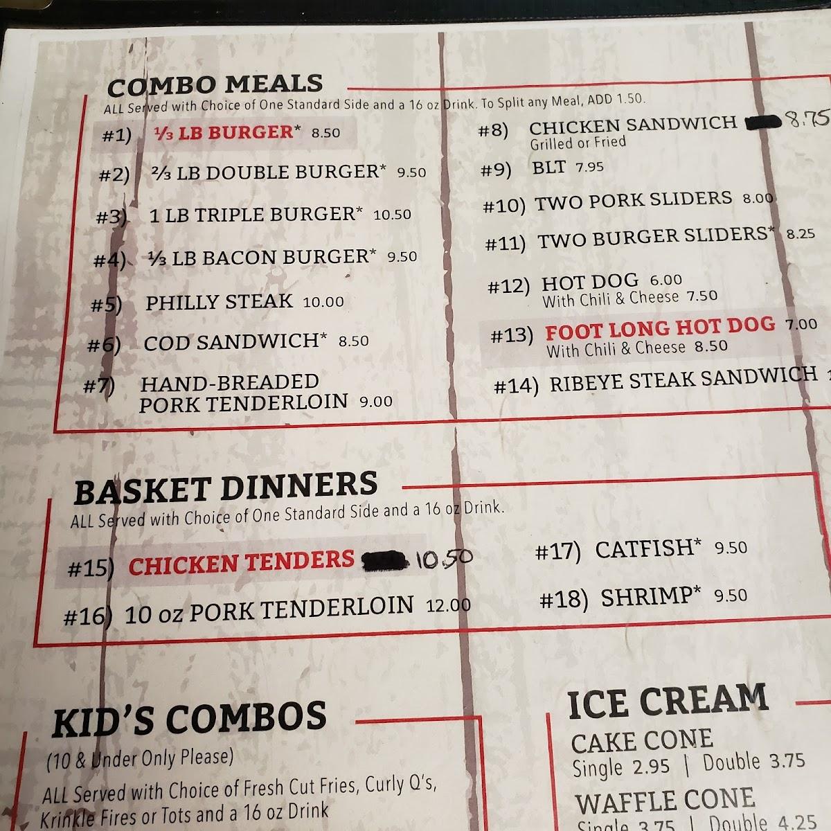Menu at The Burger Shack fast food, Miller