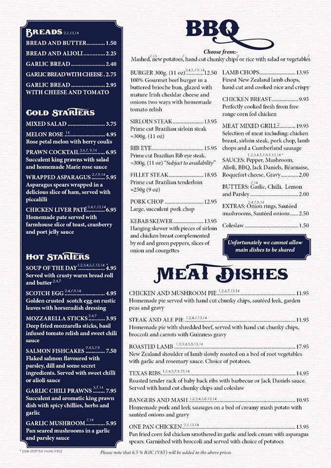 Menu at The Fox Gastro Pub and Grill, Los Cristianos