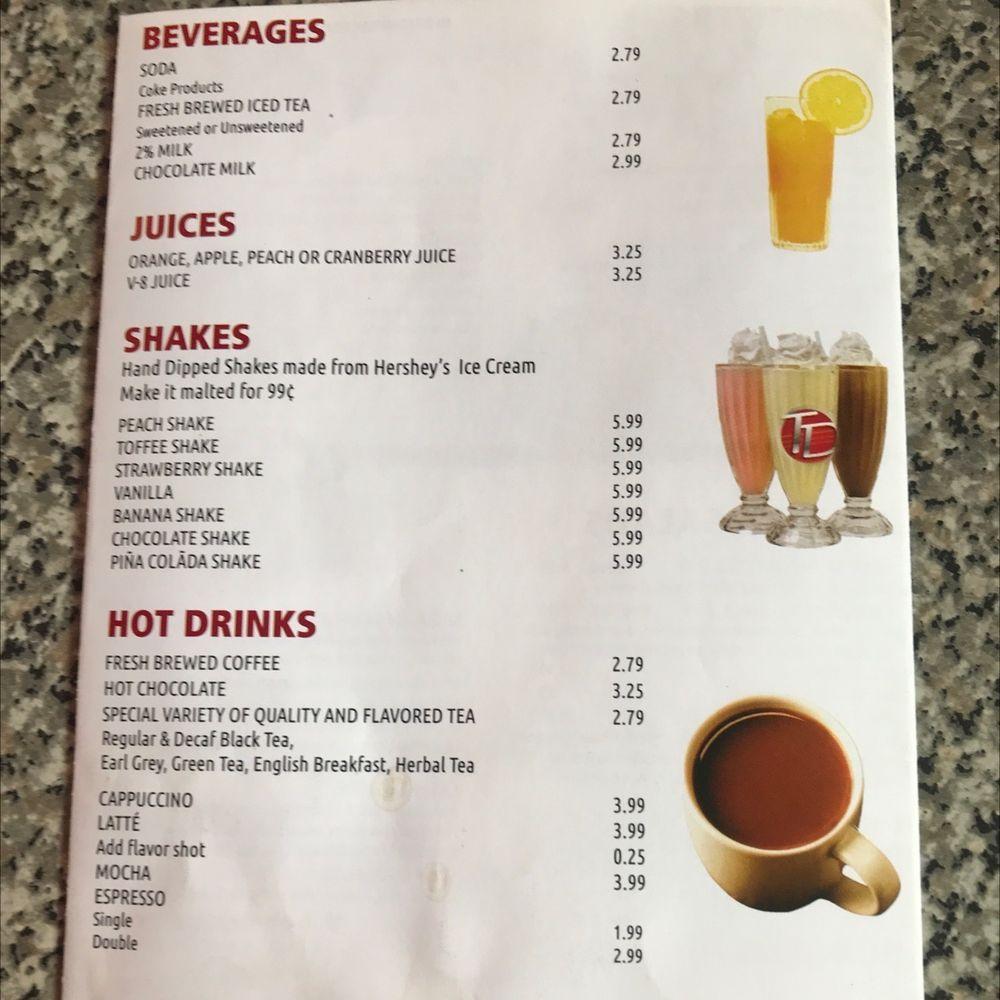 Menu at Tito's Diner steakhouse, Fredericksburg
