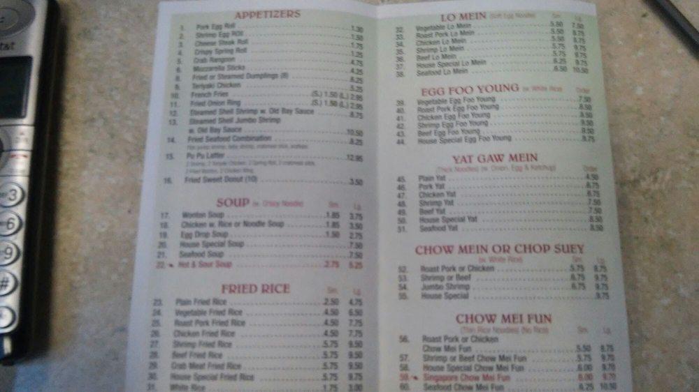 Menu at Four Seasons Chinese Food and Sandwiches restaurant, Baltimore