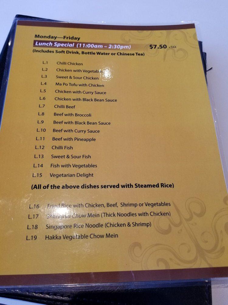 Menu at Li Dynasty restaurant, Markham