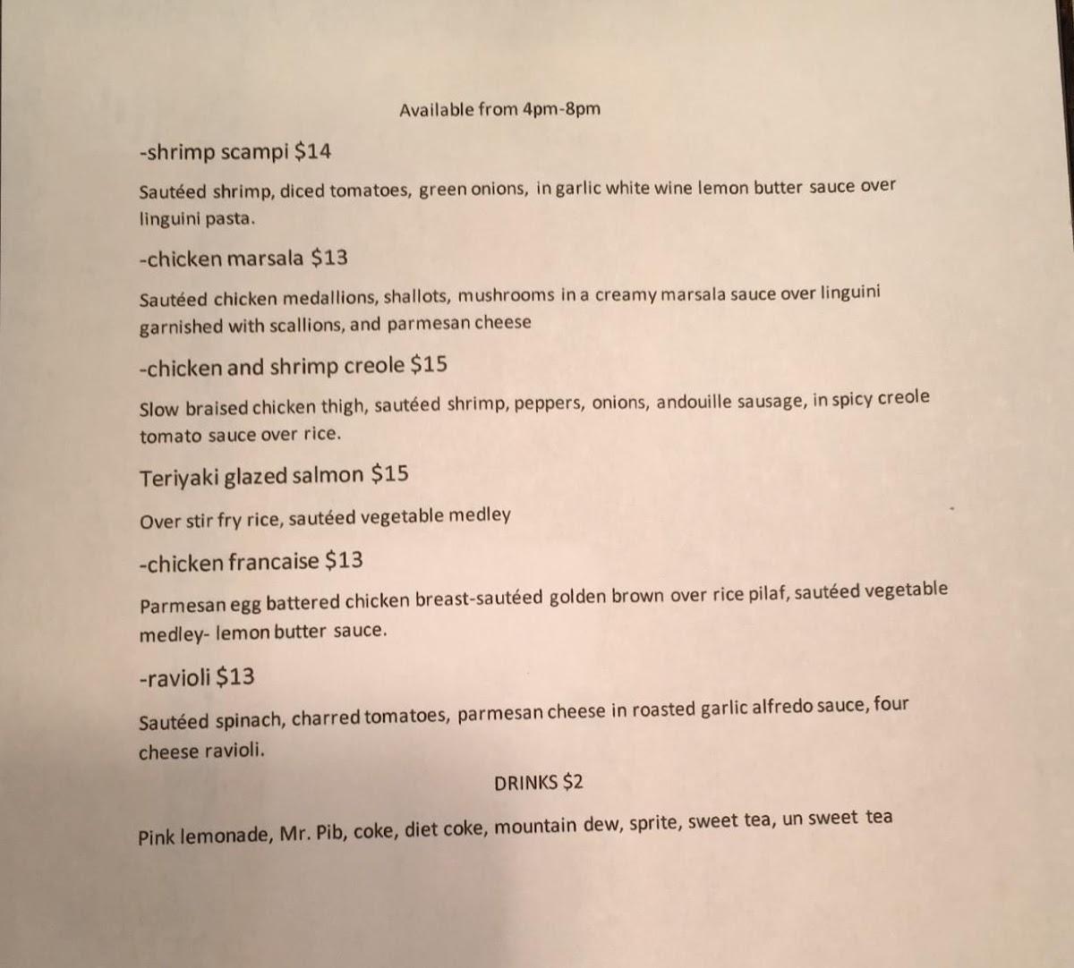 Menu at New Day Cafe, Leland