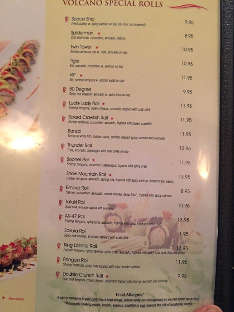 Menu at Volcano Sushi Bar & Hibachi, Del City, Main St #103