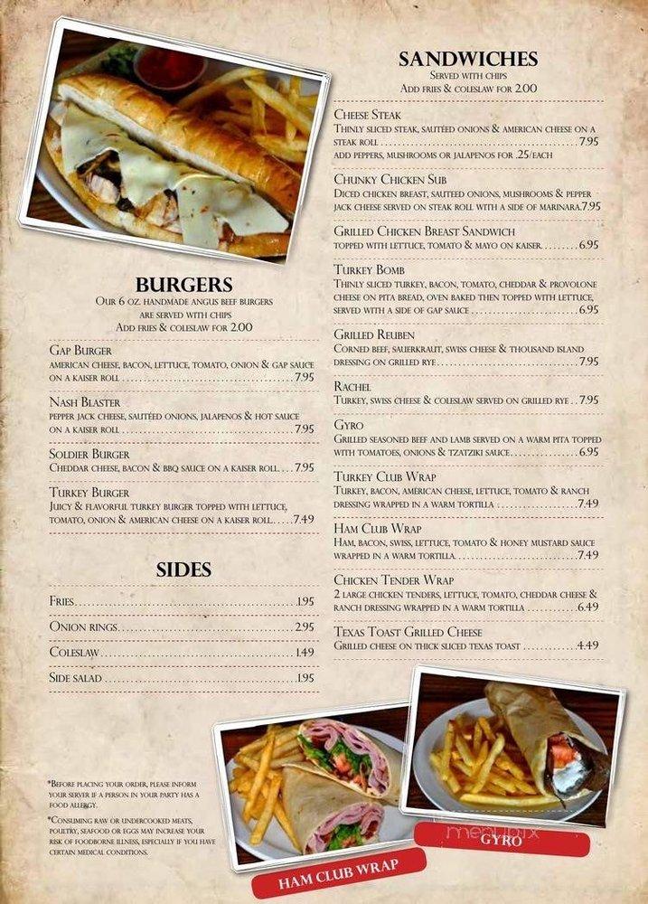 Menu at Arrow Heads Bar & Grill, Fort Indiantown Gap