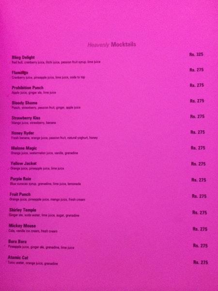 Menu at Bling, Bengaluru, 244
