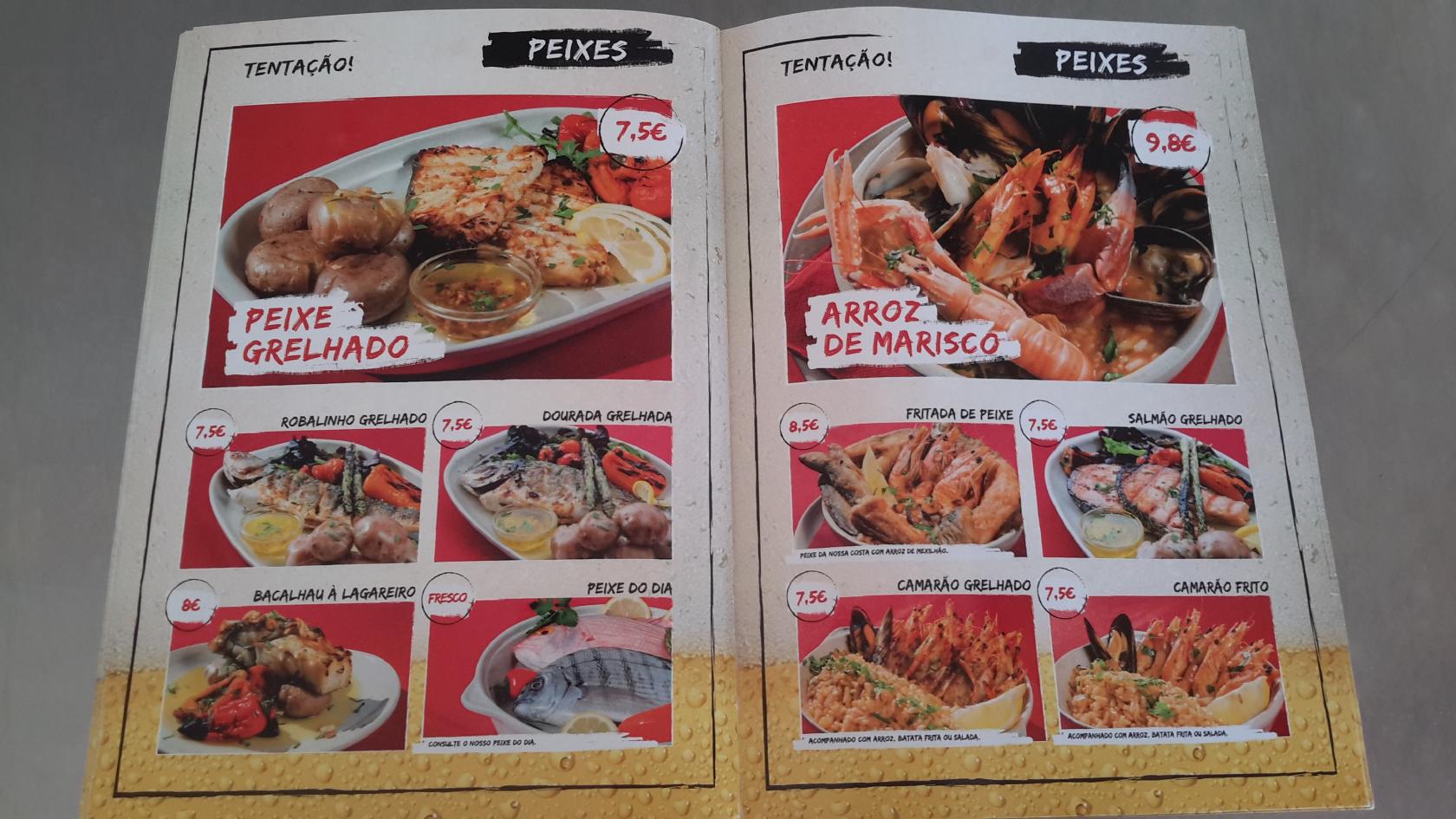 Menu at Cervejaria Marisqueira Sagres pub & bar, Figueira da Foz
