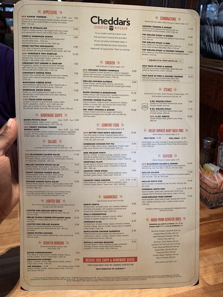 Menu at Cheddar's Scratch Kitchen restaurant, Newport News