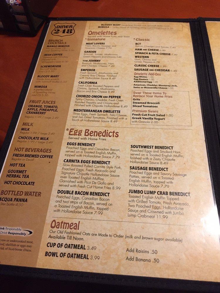 Menu at Diner 248 desserts, Easton