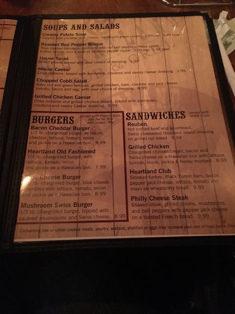 Menu at Heartland Pub & Grill, Oklahoma City, Colony Pointe Blvd