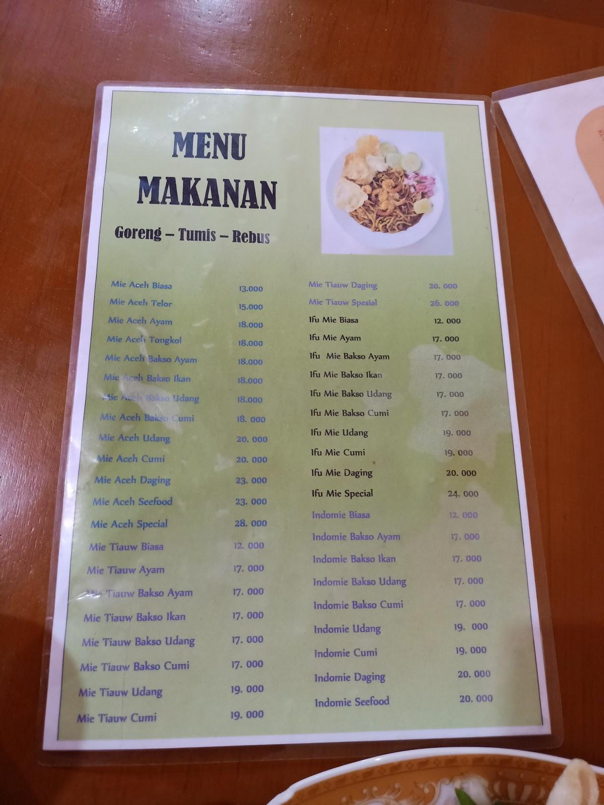 Carta de Kedai kopi dan mie aceh TANGSE, Pekanbaru