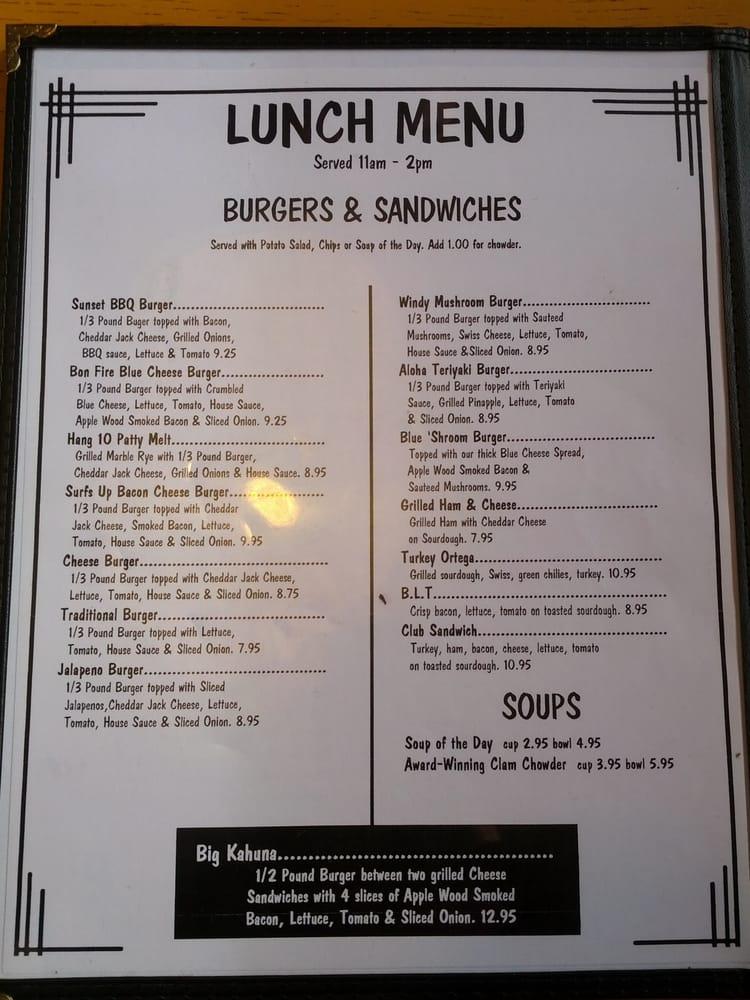 Menu at Our Place Restaurant, Ocean Shores