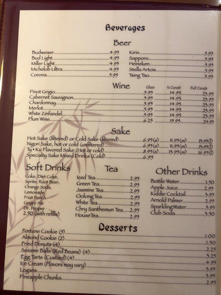 Menu at Shangri-La Restaurant, Sarasota