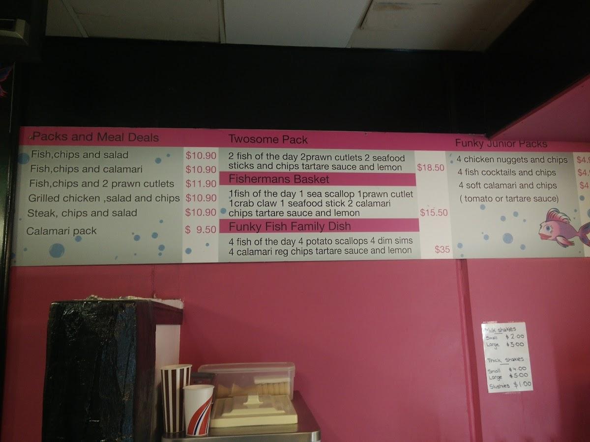 Menu at The Funky Fish Inn restaurant, Runaway Bay