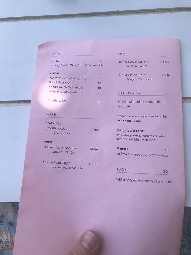 Menu at Blackwood Cronulla restaurant, Cronulla