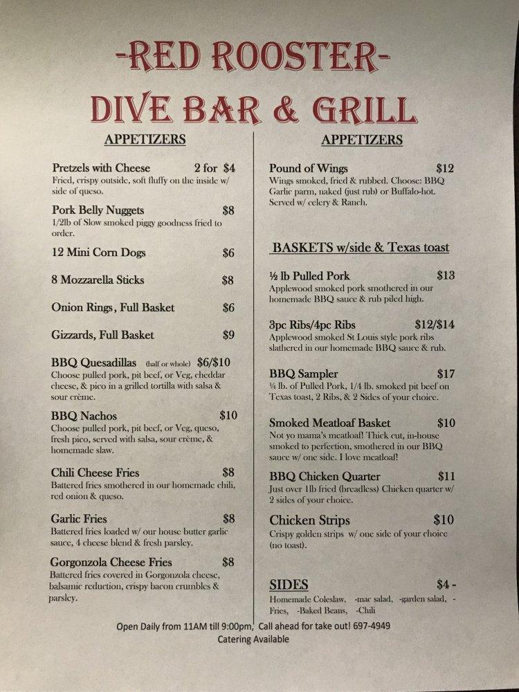 Menu at Red Rooster Bar & Grill LLC, Selah