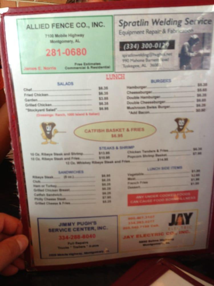 Menu at Stockyard Grill restaurant, Montgomery