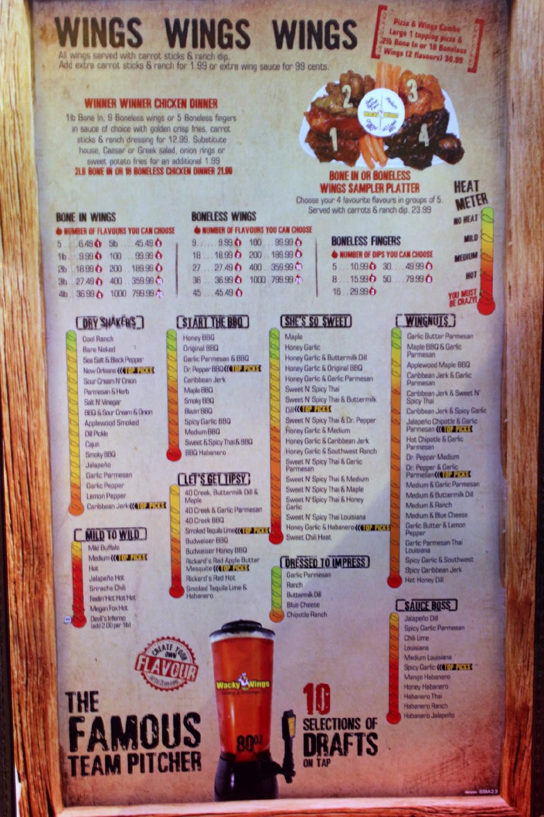 Menu at Wacky Wings Lake Street pizzeria, Sault Ste. Marie, 350 Lake St