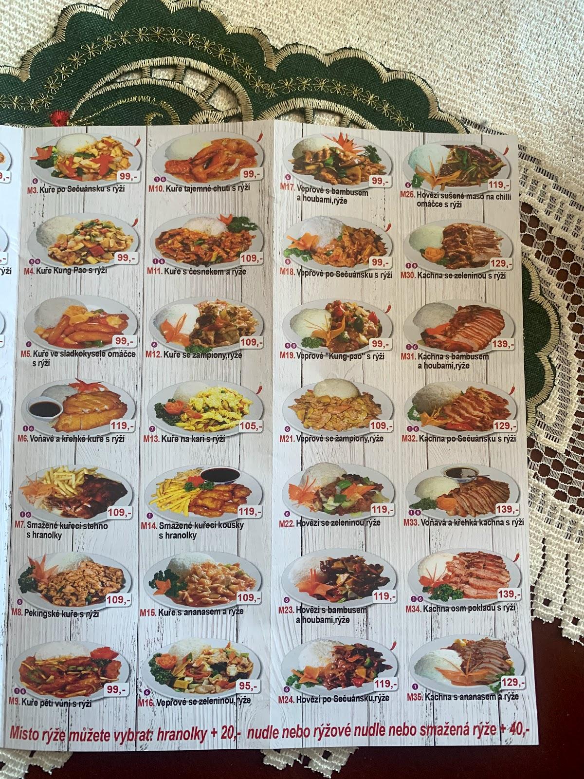Menu at Čínská Restaurace Jia Le Yuan restaurant, Prague