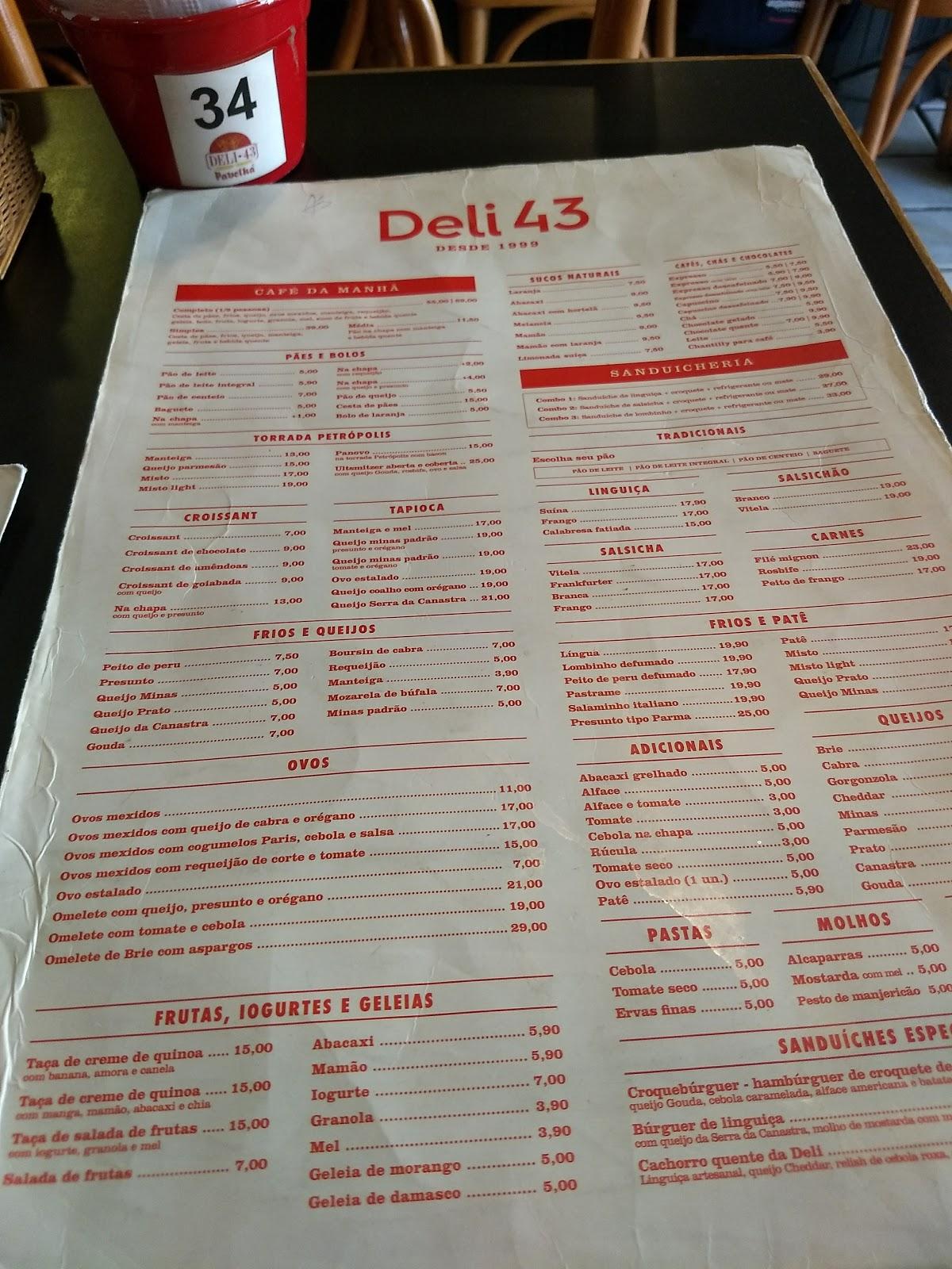 Menu em Deli 43 Leblon restaurante, Rio de Janeiro, R. João Líra