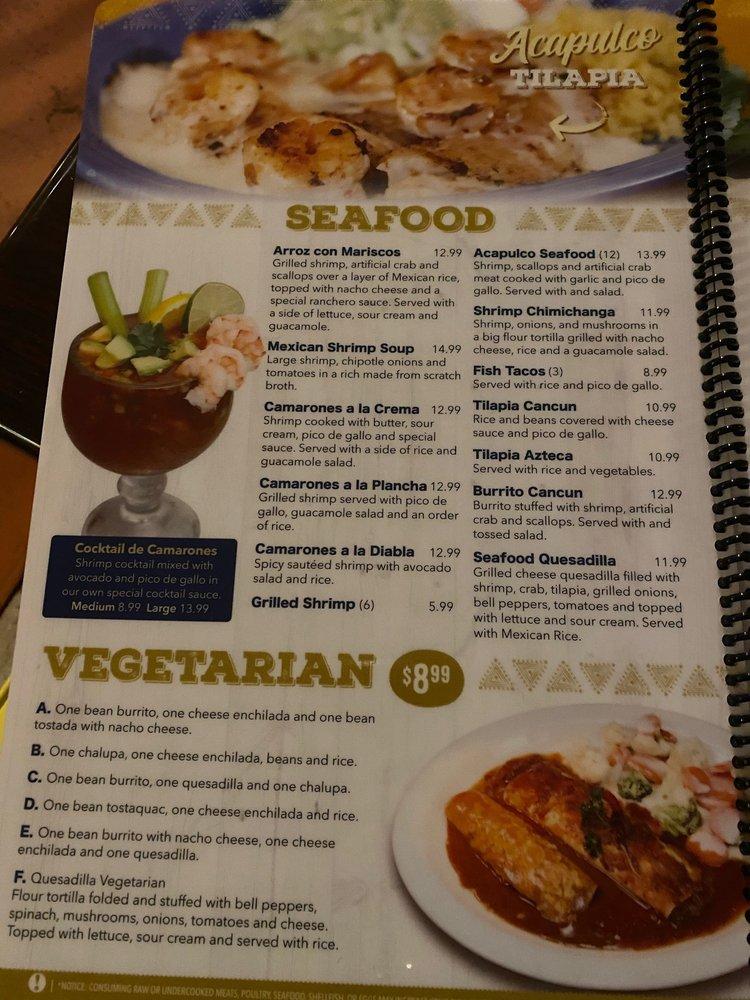 Menu at El Mezcal Mexican Restaurant and Tequila bar, Pooler
