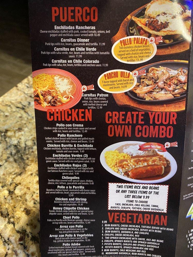 Menu at El Paso Mexican Grill restaurant, East Liverpool, OH-170