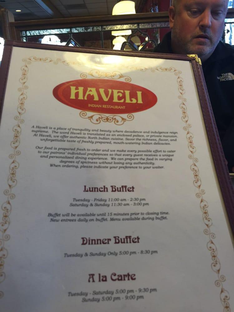 Menu at Haveli Indian Restaurant, Overland