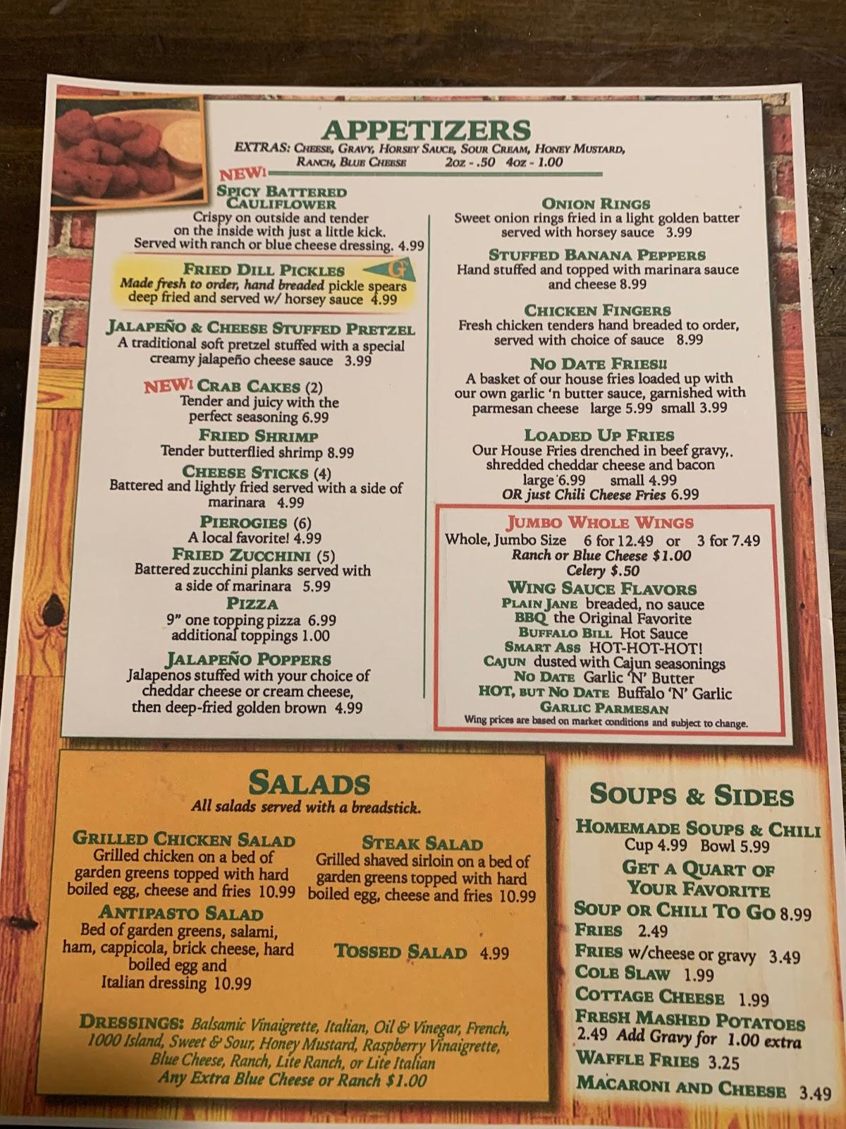 Menu at Jimmy G's Bar & Grill, Canonsburg