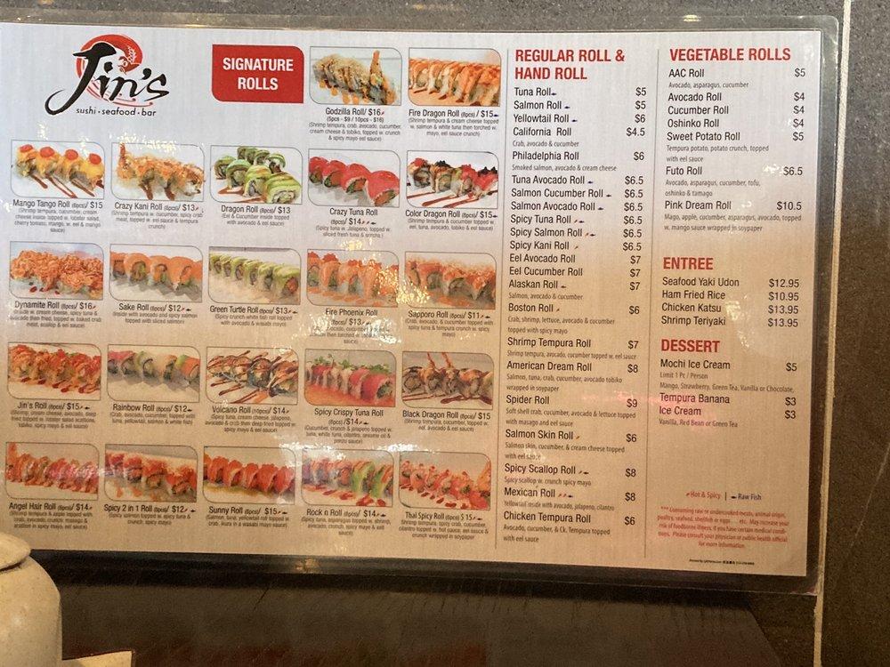 Menu at Jin's Sushi Seafood & Bar, Greenfield