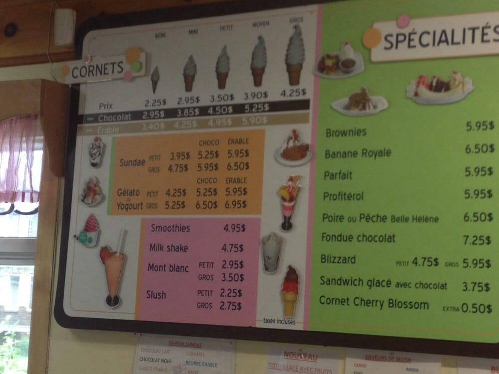 Menu at Kiosque Choco-Latté restaurant, Thetford Mines