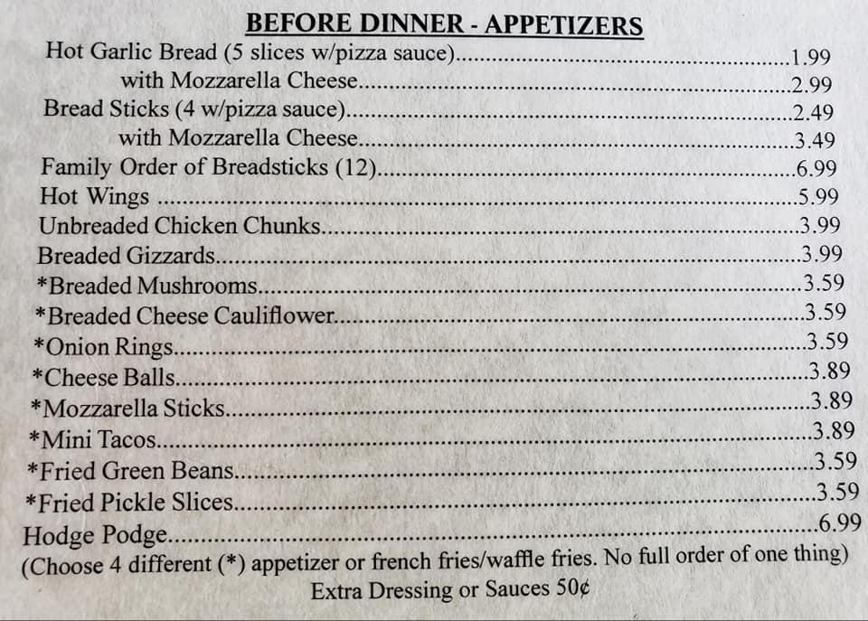 Menu at Poor Richard's Restaurant, New Hampton