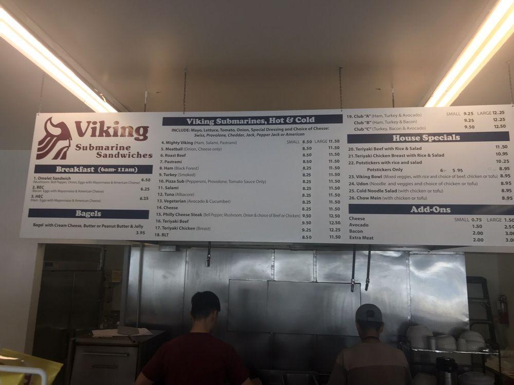 Menu at Viking Submarine Sandwiches, San Rafael