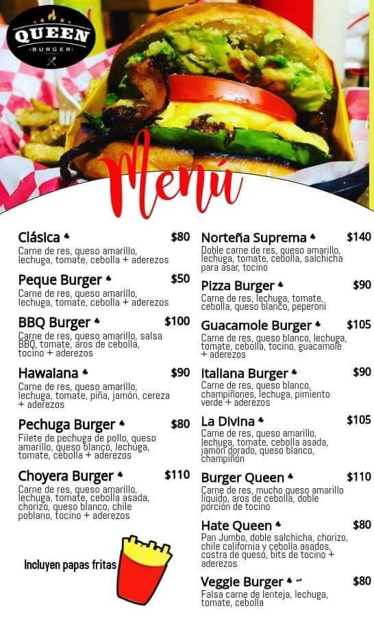 Carta del restaurante Burger Queen, Ciudad Constitución, Miguel Alemán ...