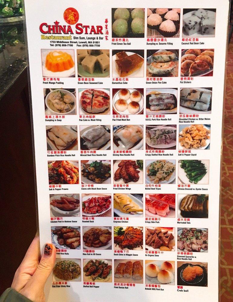 Menu at China Star Dim Sum Lounge restaurant, Lowell, Middlesex St