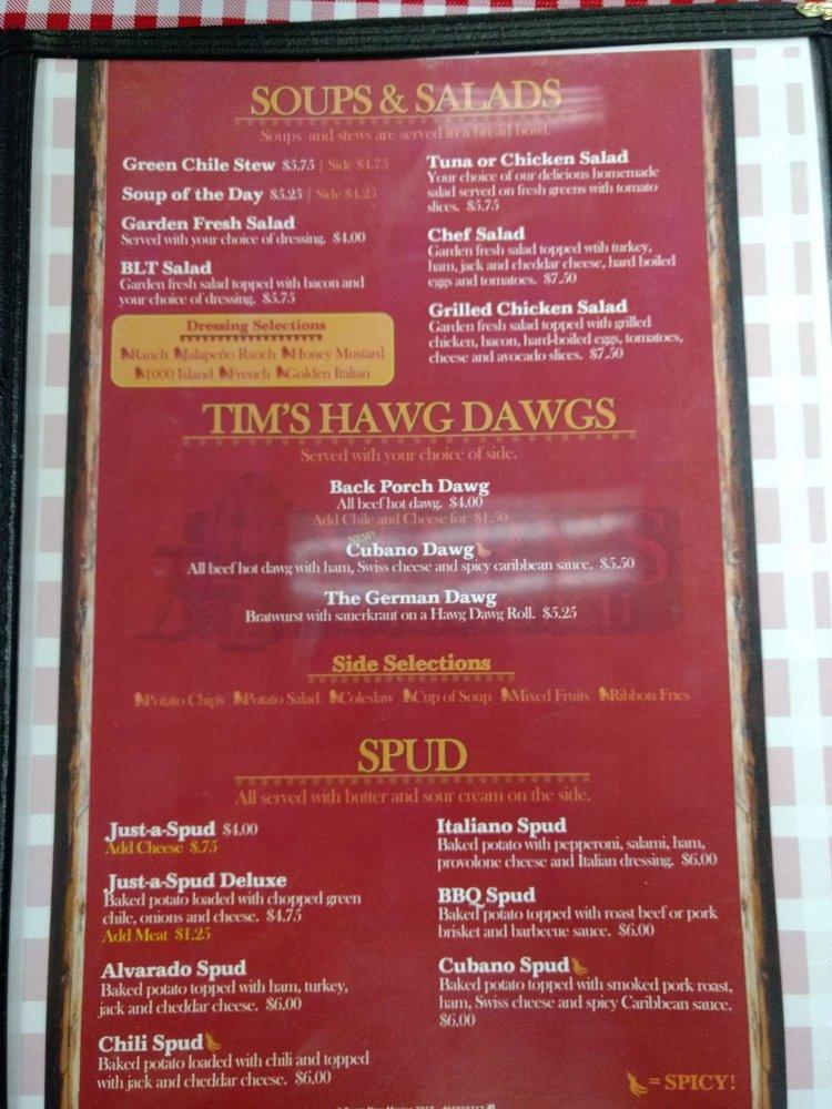 Menu at Mary's Back Porch pub & bar, Clayton