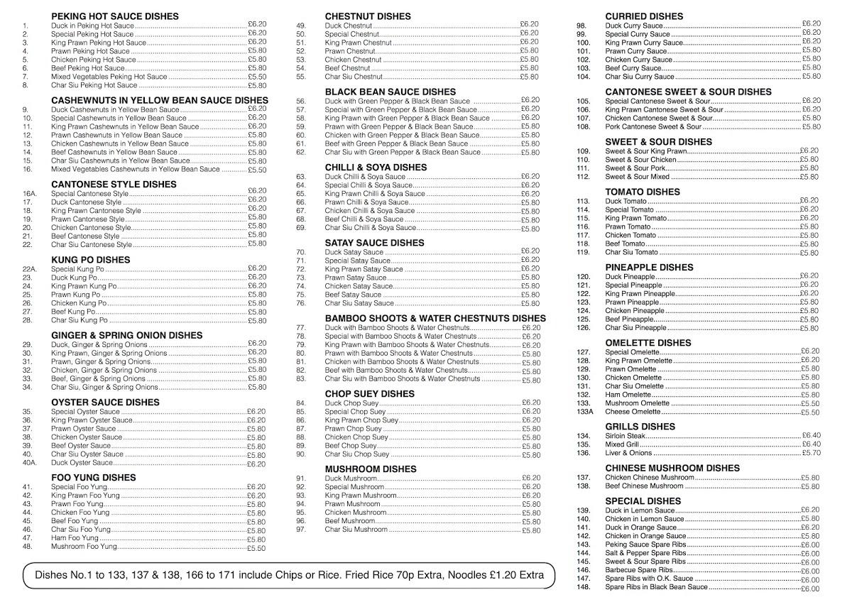 Menu at The River Queen fast food, Shotton