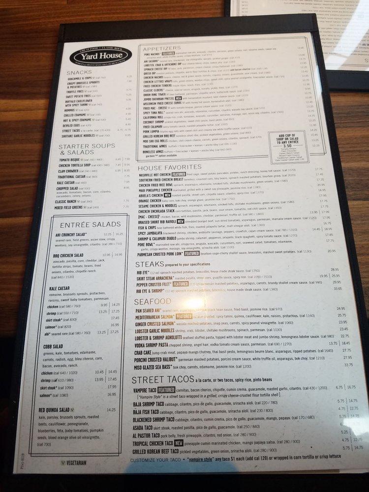 Menu at Yard House pub & bar, Concord